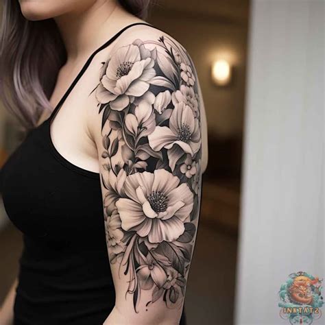 Black And Grey Floral Tattoos Cover Up Black And Grey Tattoo Black
