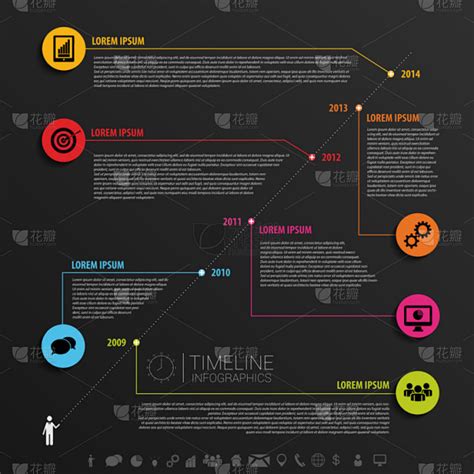 时间线图表设计模板。矢量