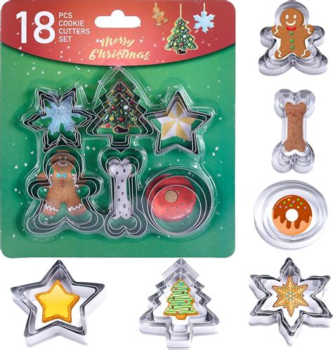 18pcs Christmas Cookie Cutters Holiday Cookie Cutters 430