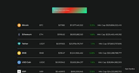 Crypto Tracker Codesandbox