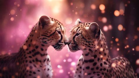 Two Super Cute Cheetah Couple In Love Kissing Happy Valentine S Day
