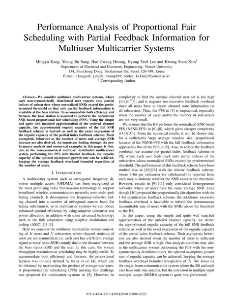 Pdf Performance Analysis Of Proportional Fair Scheduling With Partial Feedback Information For