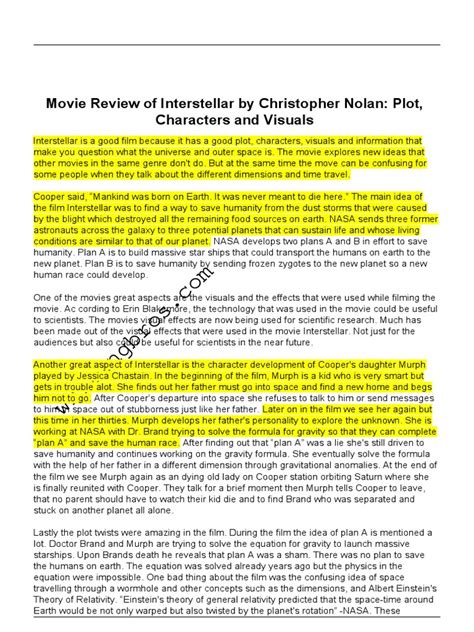 Movie Review Of Interstellar By Christopher Nolan Plot Characters And