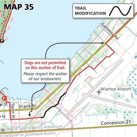 Map 35 Sydenham Reroute Near Wiarton Airport Bruce Trail Conservancy