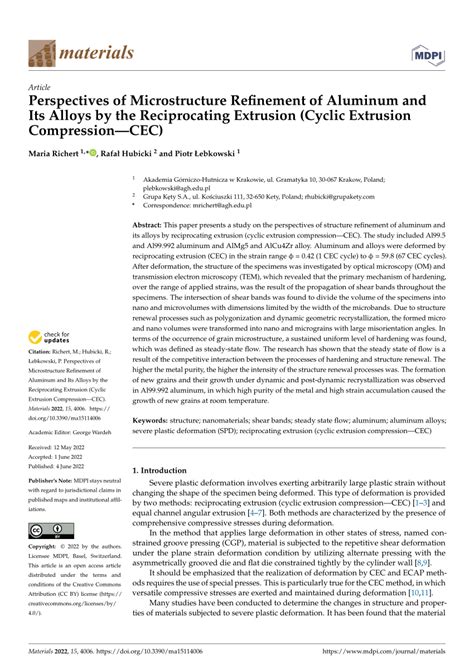 Pdf Perspectives Of Microstructure Refinement Of Aluminum And Its