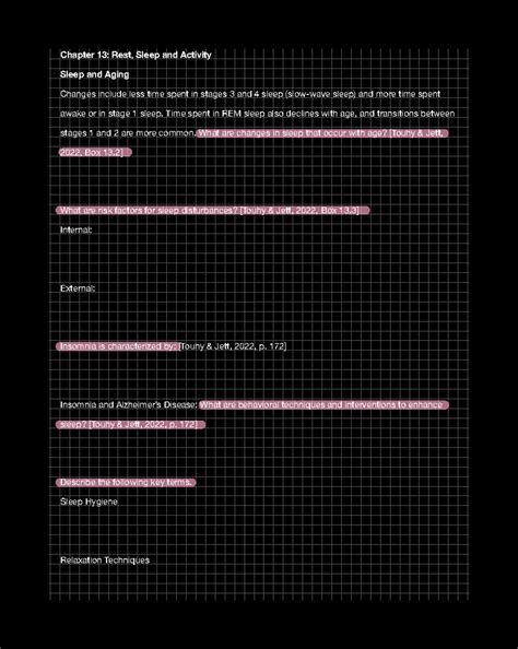 Unit 9 Key Concepts Help Chapter 13 Rest Sleep And Activity Sleep