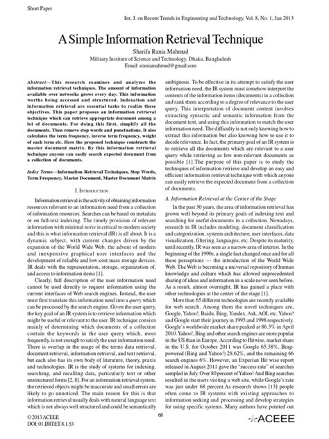 a simple information retrieval technique pdf information retrieval