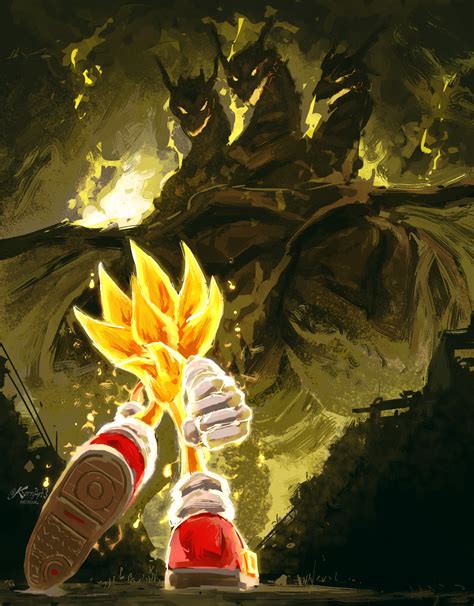 Sonic The Hedgehog Super Sonic And King Ghidorah Sonic And More Drawn By Kornart Danbooru