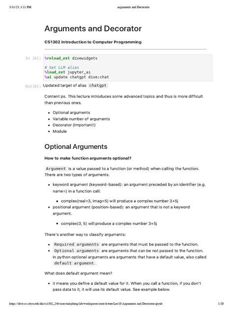 Arguments And Decorator Pdf Parameter Computer Programming