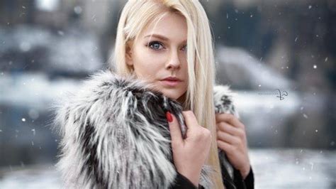 Women Blonde Blue Eyes Women Outdoors Alex Fetter Red Nails