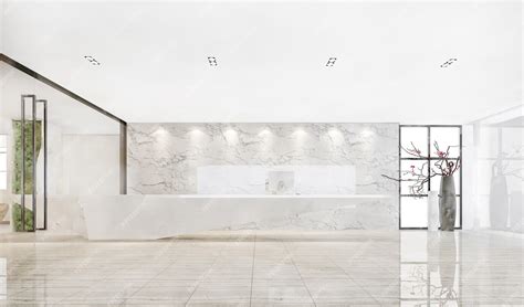 3d 렌더링 현대적인 고급 호텔 및 사무실 리셉션 및 라운지 홀 무료 사진