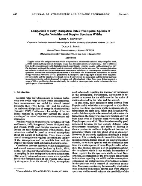Pdf Comparison Of Eddy Dissipation Rates From Spatial Spectra Of