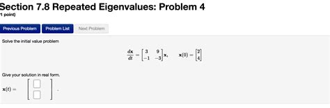 section 7 8 repeated eigenvalues problem 4 1 point