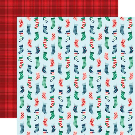 Happy Holidays Christmas Stockings 12x12 Patterned Paper Echo Park