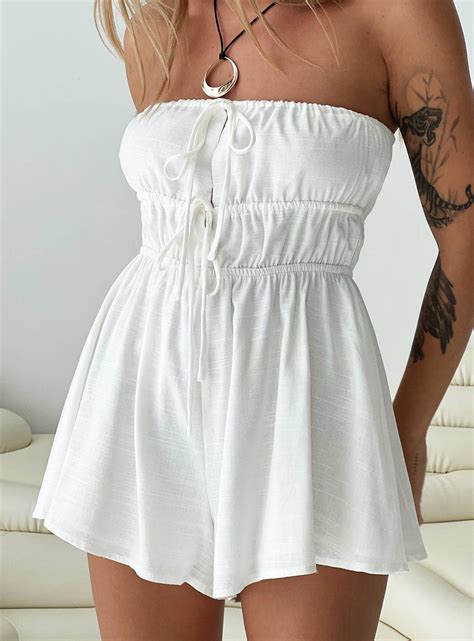 Kassidi Strapless Romper Cream Princess Polly Usa