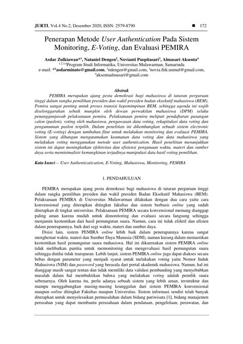 Pdf Penerapan Metode User Authentication Pada Sistem Monitoring E