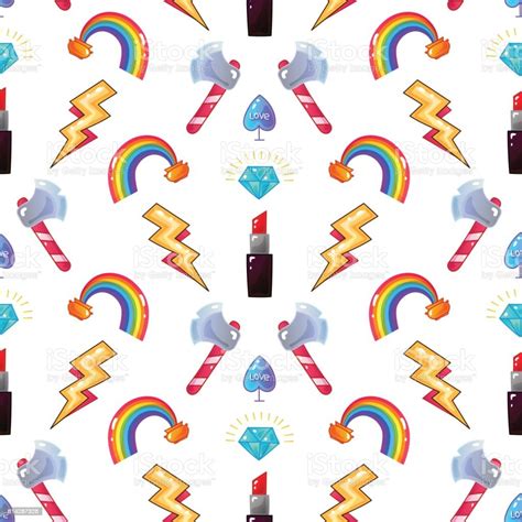 Girly Patch Elements Seamless Pattern Stock Illustration Download