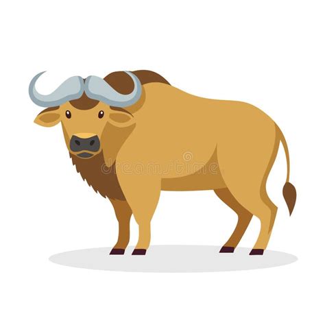 Vector Illustration Of Buffalo Cute Animal Character For Decor Stock