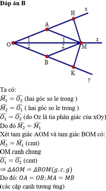 Cho góc nhọn xOy Oz là tia phân giác của góc đó Qua điểm A thuộc tia