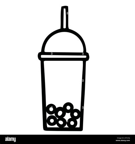 Boba Tea Bubble Tea Icon Hand Drawn Black And White Thick Lines Svg Stock Vector Image And Art Alamy