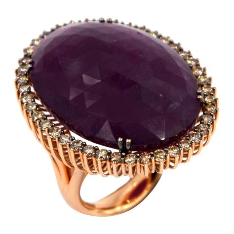 18 Karat Rose Gold Massive Ruby Brown Diamonds Garavelli Large Ring For