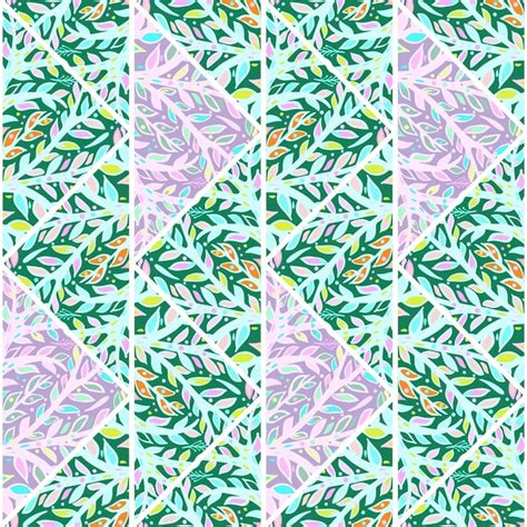 나뭇잎 모자이크 원활한 패턴 손으로 그린 가지 타일 식물 끝없는 벽지 프리미엄 벡터