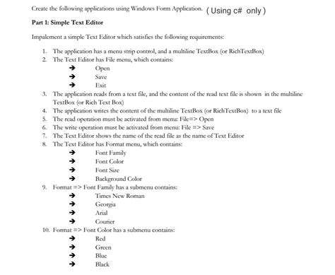 create the following applications using windows form