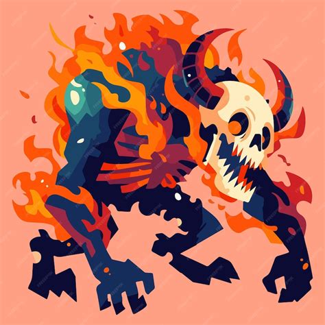 Cartoon Skull Monster Perfect For Dark Fantasy Horror Or