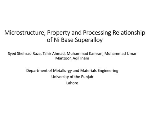 Pdf Microstructure Property And Processing Relationship Of Ni Base Superalloy