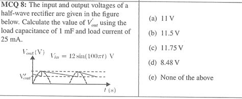 MCQ 8 The Input And Output Voltages Of A Half StudyX