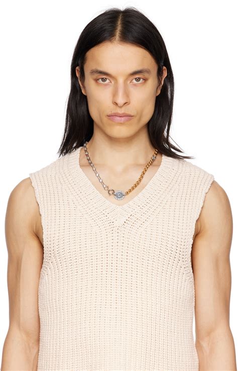 In Gold We Trust Paris Ssense Exclusive Silver And Gold Cross Necklace In