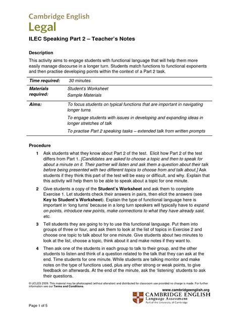 Cambridge English Legal Ilec Speaking Part 2 Pdf Reason Information