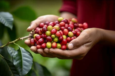 Hands Green Coffee Beans Generate Ai