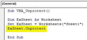 Vba Unprotect Sheet How To Unprotect Sheet In Excel Vba