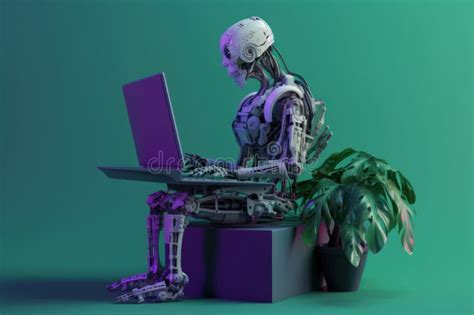 Robot With Computer New Technologies Artificial Intelligence Gpt