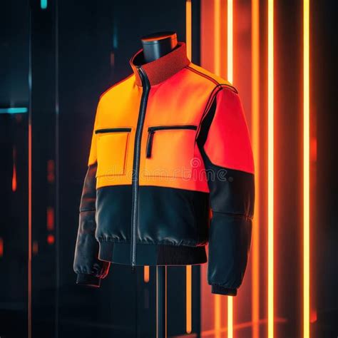 Modern Zippered Jacket In Black Orange And Yellow Stock Illustration