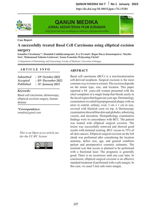 Pdf A Successfully Treated Basal Cell Carcinoma Using Elliptical