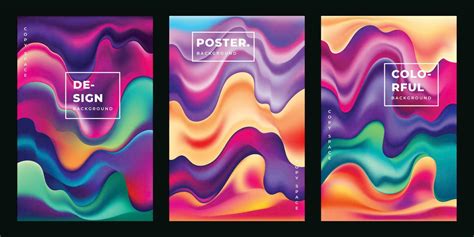 Colorful Abstract Wavy Liquid Background Template Copy Space Set Fluid Gradient Mesh Colour