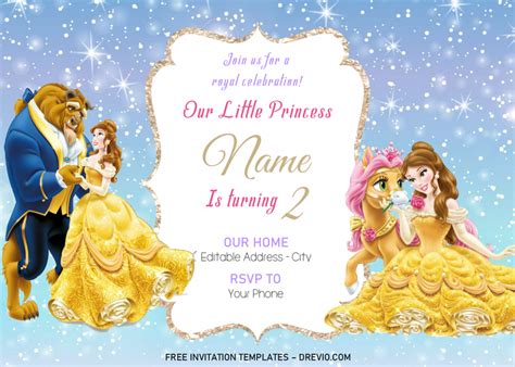 Disney Princess Invitation Templates Editable With Ms Word Disney