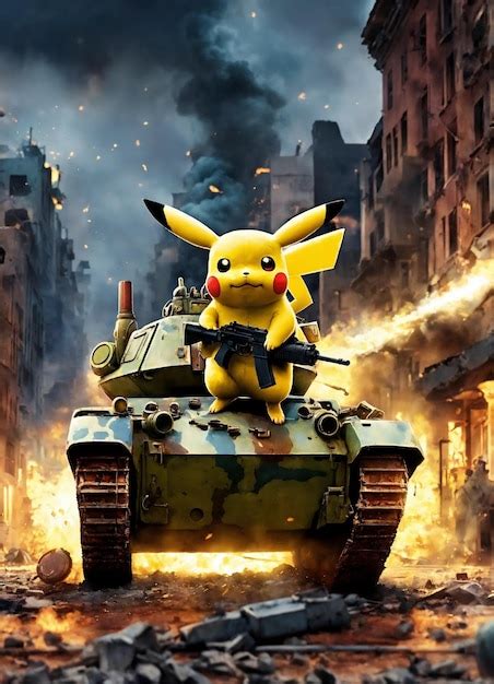 Premium Photo Pikachu War In The City