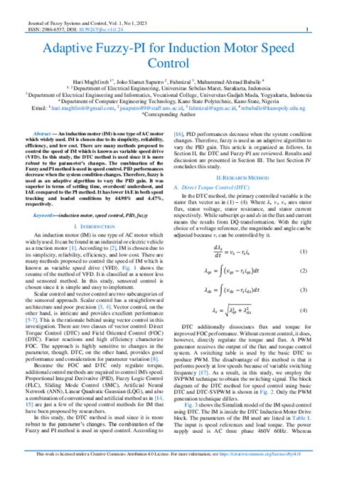 pdf adaptive fuzzy pi for induction motor speed control