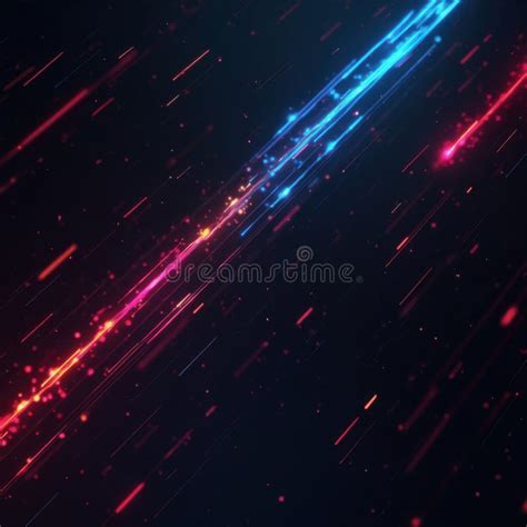 Dynamic Data Flow Visualization With Red And Blue Light Trails Stock