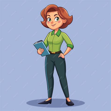 Cute Woman Holding Clipboard In Green Blouse Cartoon Vector