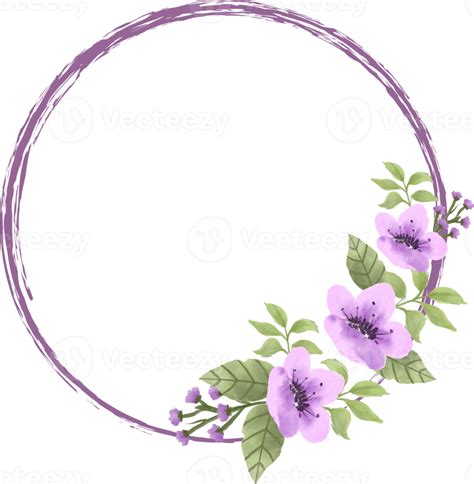 Elegant Purple Watercolor Flower Wreath Decoration 14179844 Png