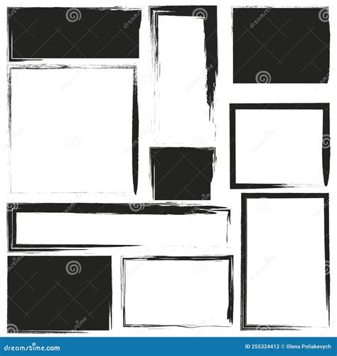 Brush Rectangles Frames Edge Frame Hand Drawn Style Vector