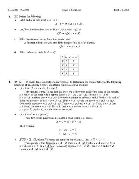 5 Questions On Foundation Of Mathematics With Solution Exam 1 Math 220 Docsity