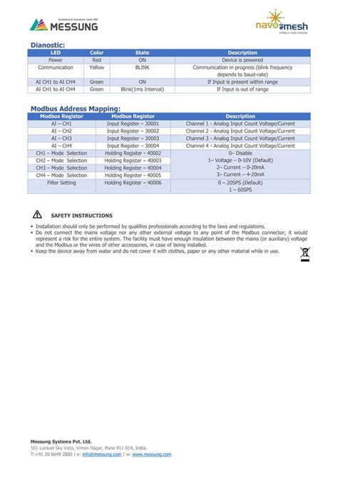 4 CH Analog Input Module MOD AI 4 PDF
