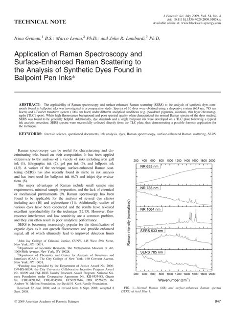 Pdf Application Of Raman Spectroscopy And Surface Enhanced Raman