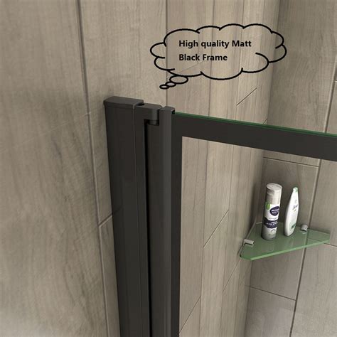 Acezanble 800x1400mm Matt Black Frame Black Silk Screen Pivot Shower