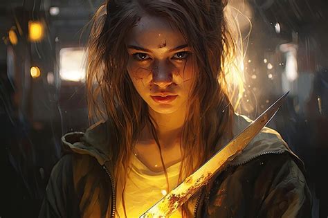 Premium Ai Image A Woman Holding A Knife